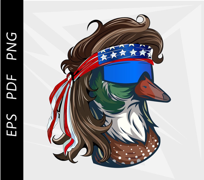Wood Duck Mullet Design, Patriotic Duck Hunting Art (digital Download ...