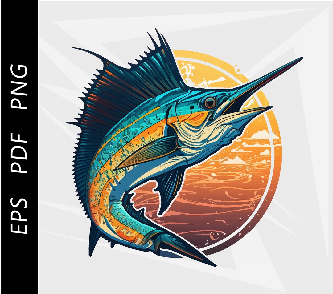 Fishing, Colorful Sailfish Design, Offshore Fishing Design, Fishing ...
