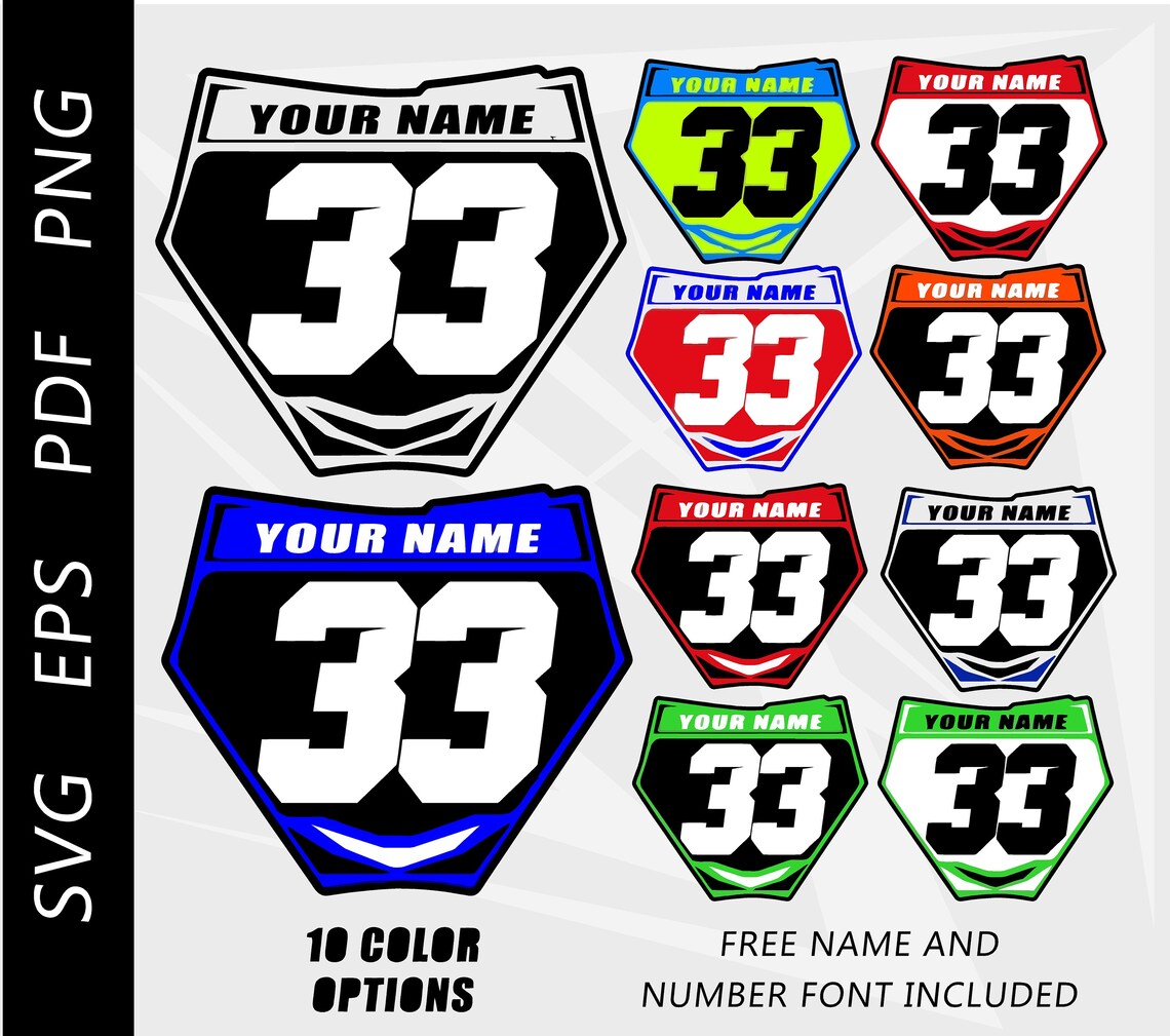 Custom Motocross Number Plate Template (svg, Eps, Png, Pdf) (digital ...