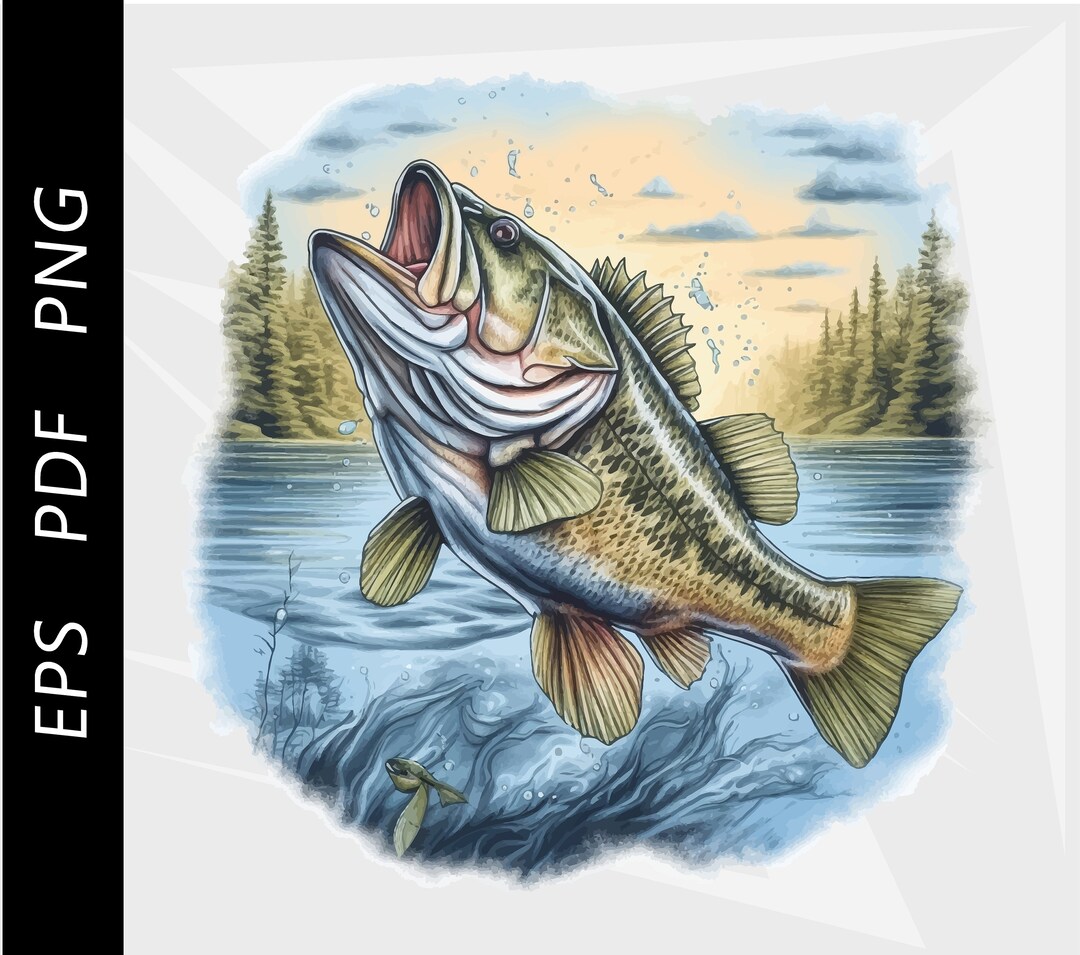 Fishing, Colorful Bass Fish Design, Bass Fishing Design, Fishing Shirt ...