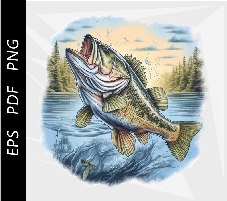 Fishing, Colorful Bass Fish Design, Bass Fishing Design, Fishing Shirt ...