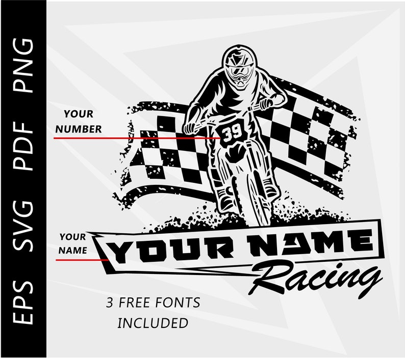 Custom Motocross Racing Design, MX Clipart (svg, Eps, Pdf, Png Digital ...