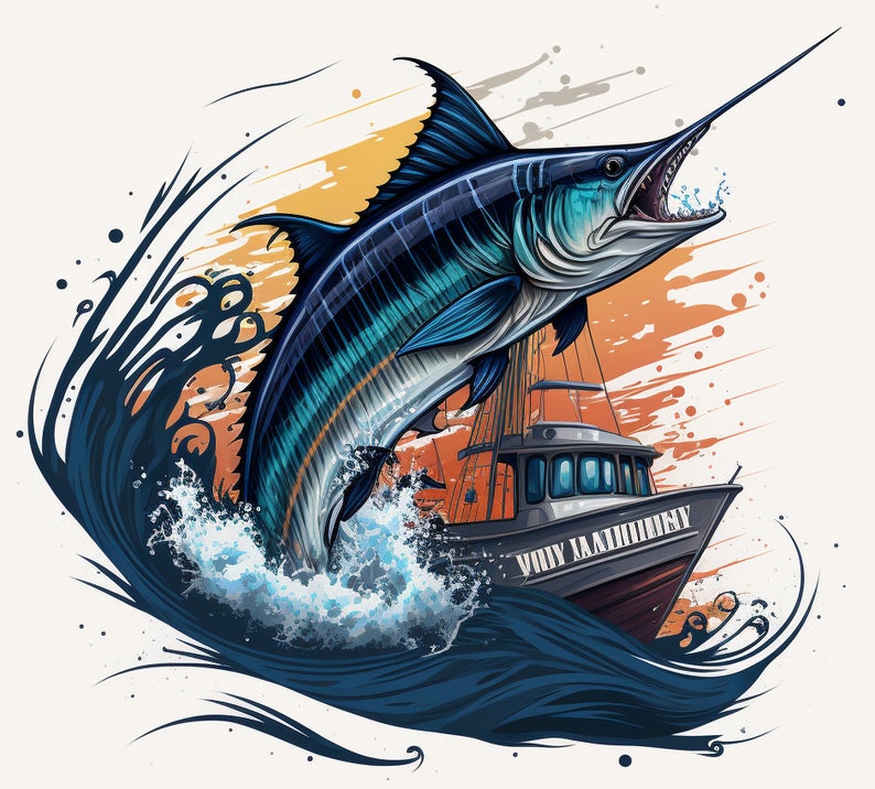 Fishing, Colorful Sailfish Design, Offshore Fishing Design, Fishing ...
