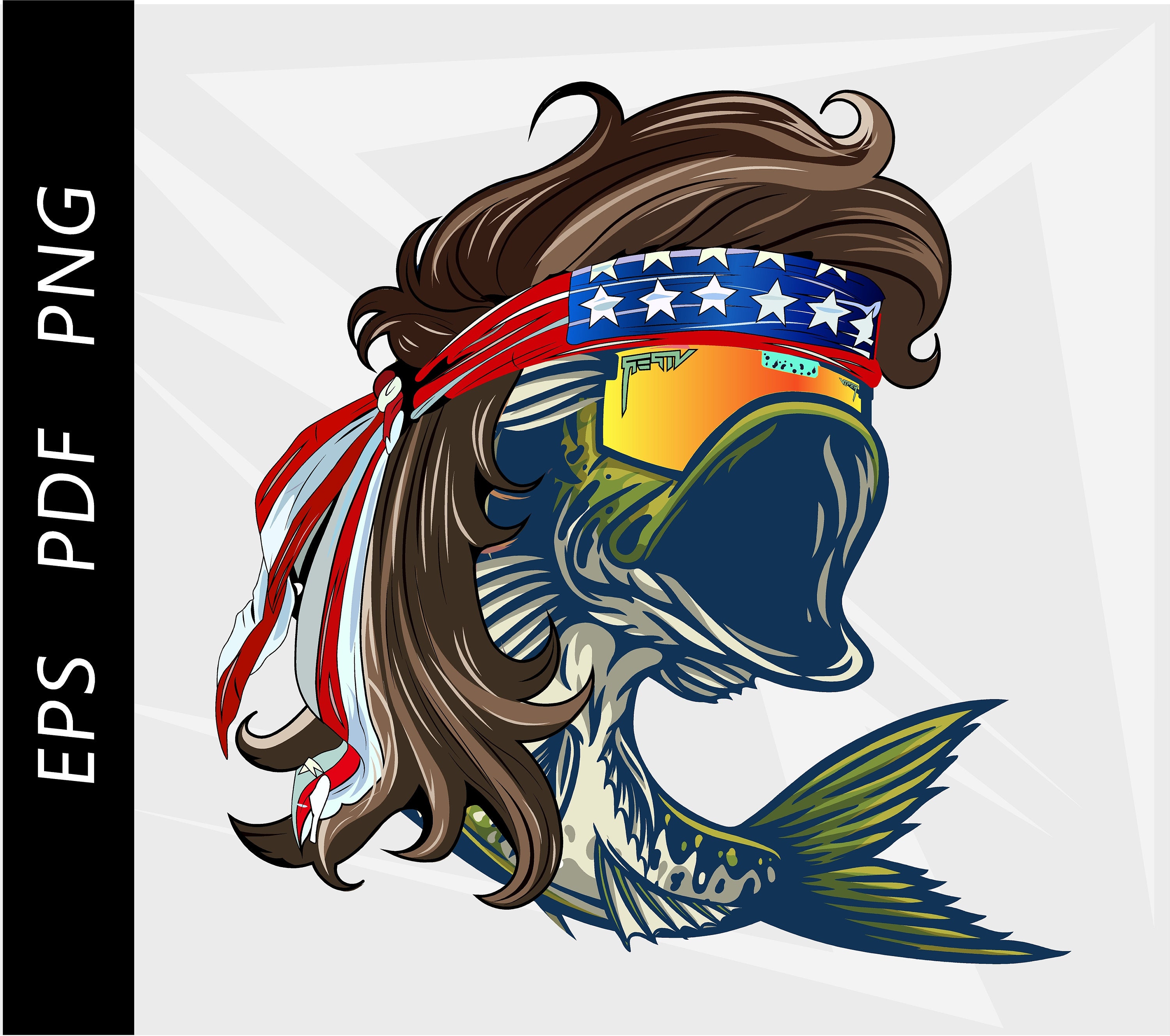 Bass Fish Mullet Design, Patriotic PNG EPS PDF (digital Download) - Etsy