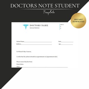 PRINTABLE Doctors Excuse Template Medical Office Forms Work Excuse Editable Digital Downloads ...
