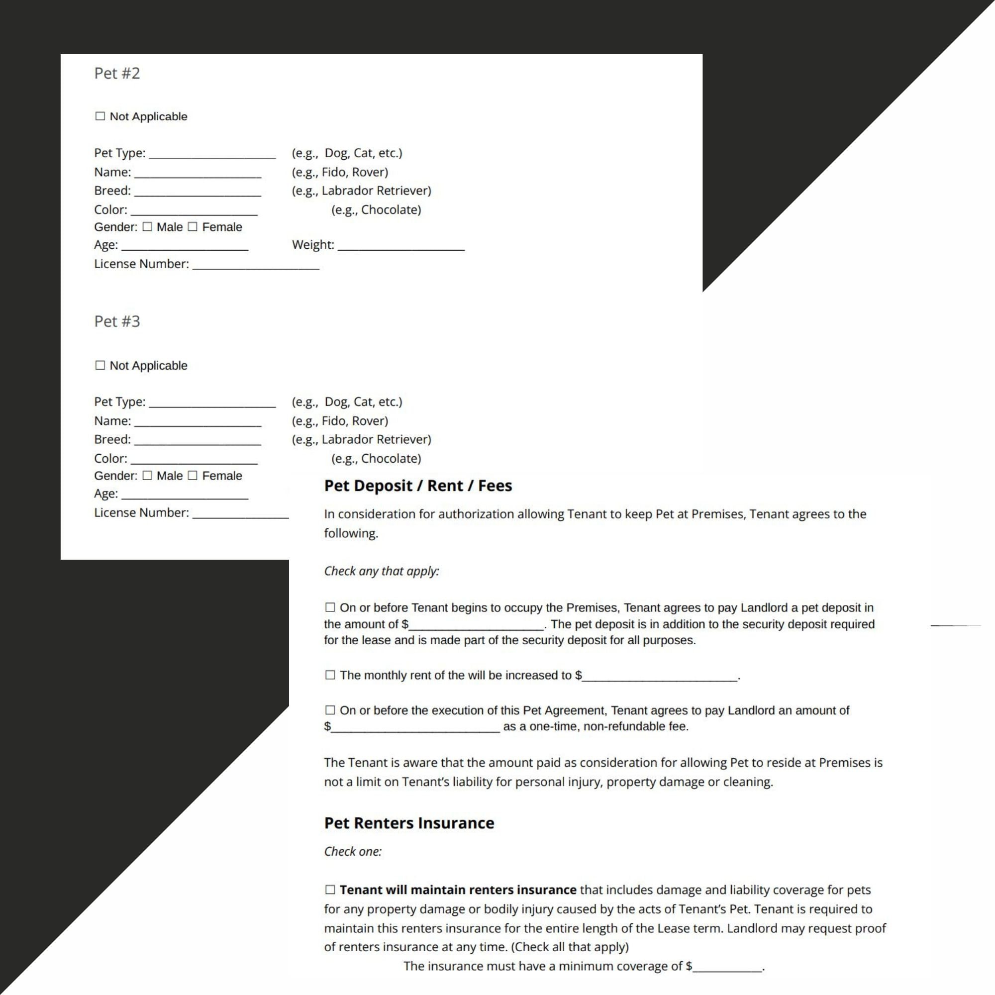 PET AGREEMENT ADDENDUM to Lease Pet Agreement Template landlord to ...