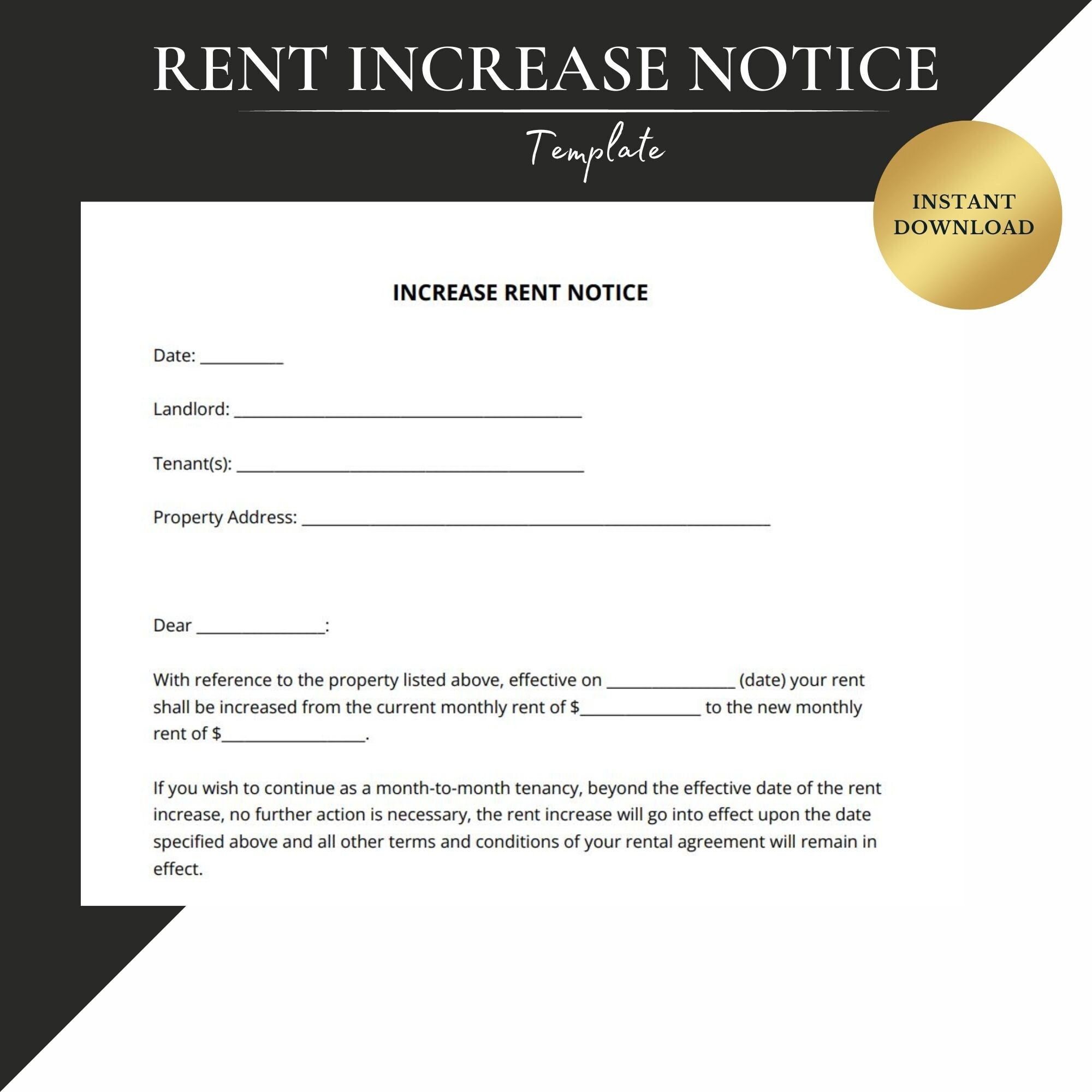 RENT INCREASE NOTICE Rent Increase Notice. Pdf /microsoft Word ...