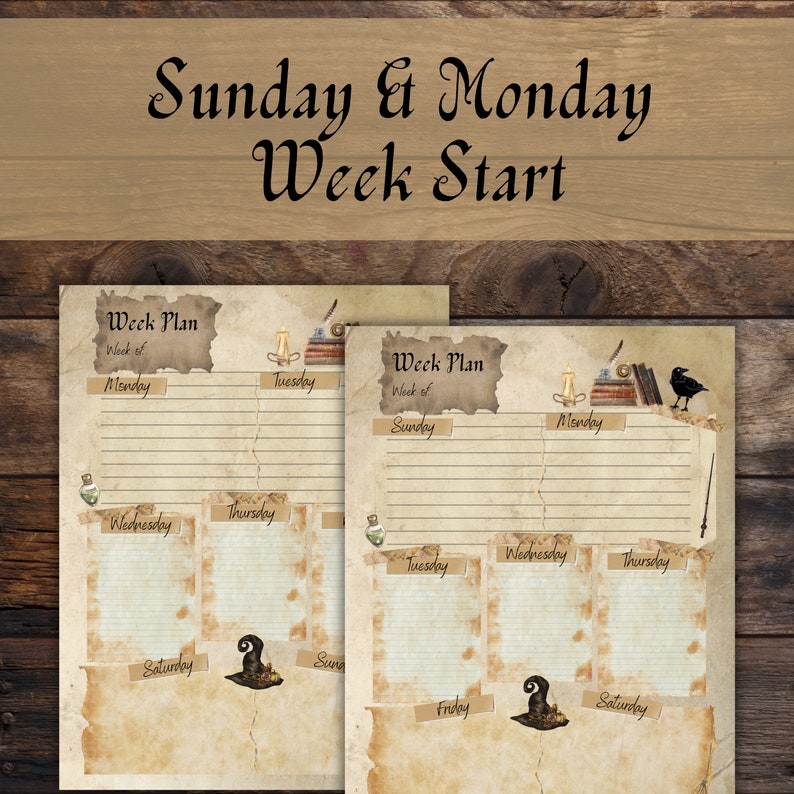Printable Witchy Planner, Wizard Lover Planner, Vintage Weekly ...