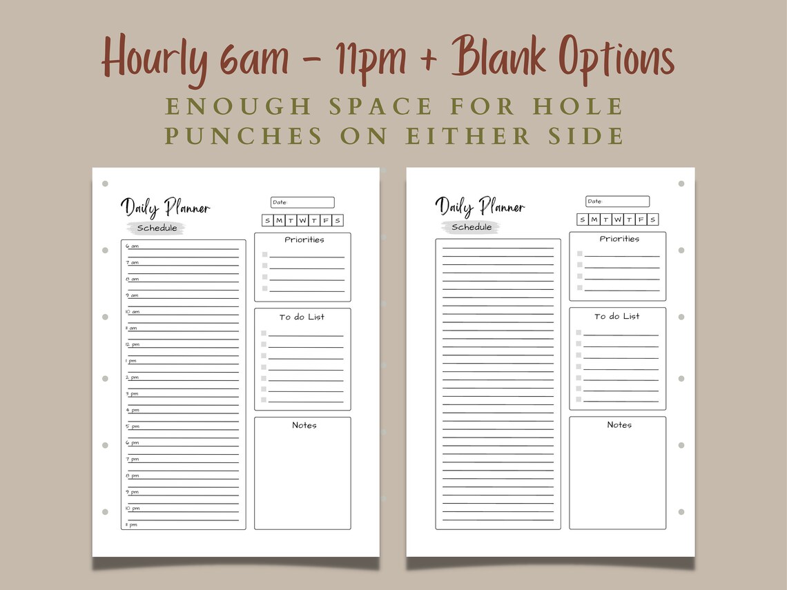 Daily Time Blocking Printable Daily Schedule Daily to Do List Hourly ...