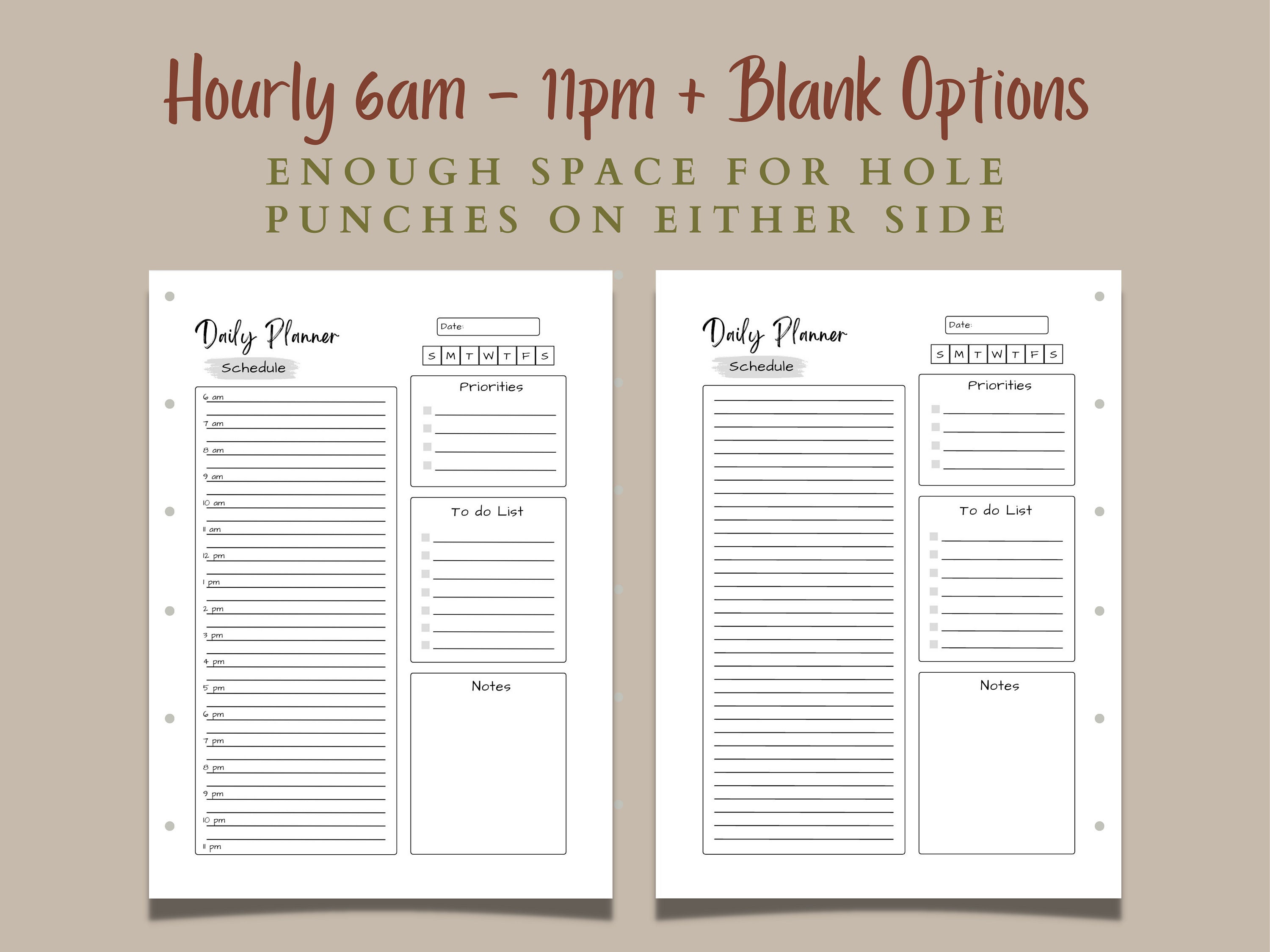 Daily Time Blocking Printable Daily Schedule Daily to Do List Hourly ...