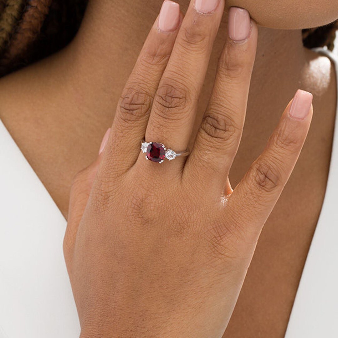 Royalties Jewelry Collection Cushion-cut Created Garnet and White ...