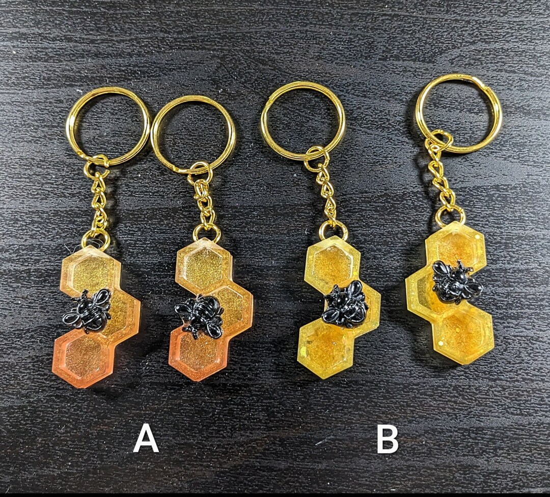 Honey Comb Keychains & Bees - Etsy