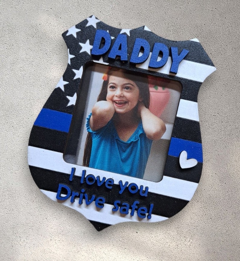 Gift for Dad, Police Officer Picture Frame, Photo Car Visor Clip ...