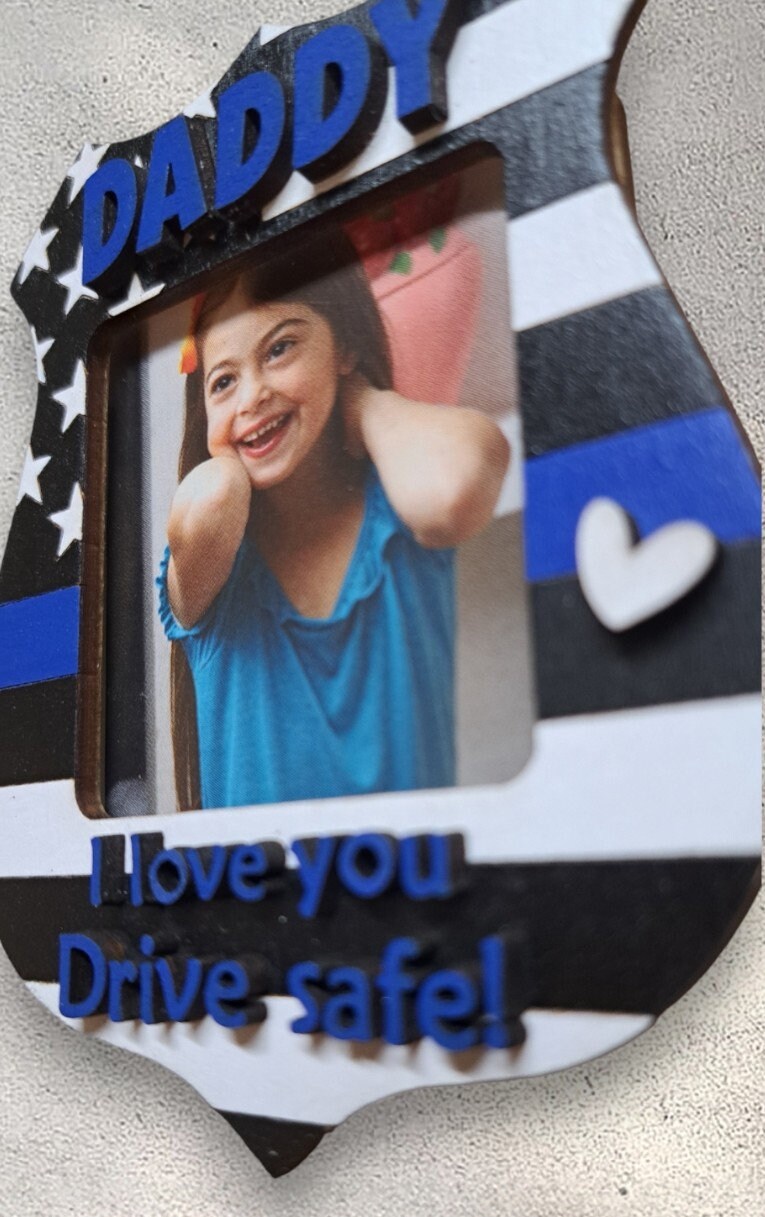 Gift for Dad, Police Officer Picture Frame, Photo Car Visor Clip ...