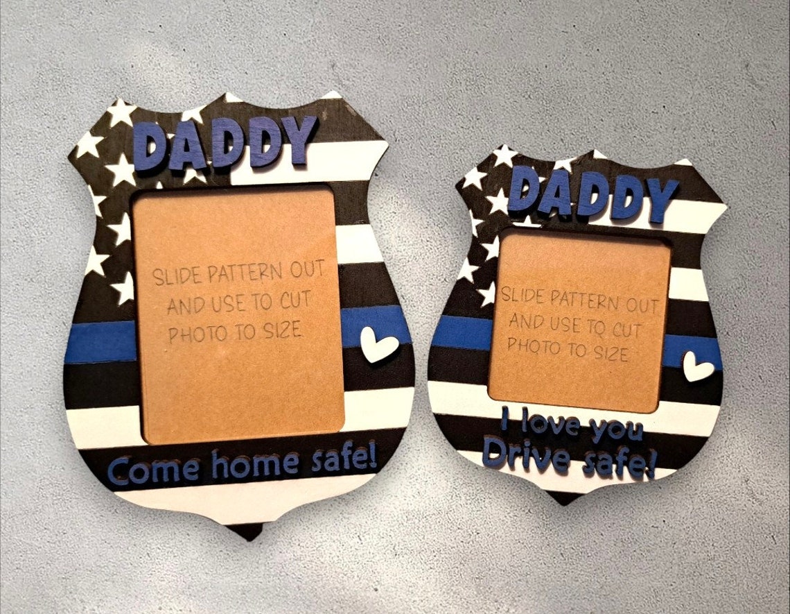 Gift for Dad, Police Officer Picture Frame, Photo Car Visor Clip ...