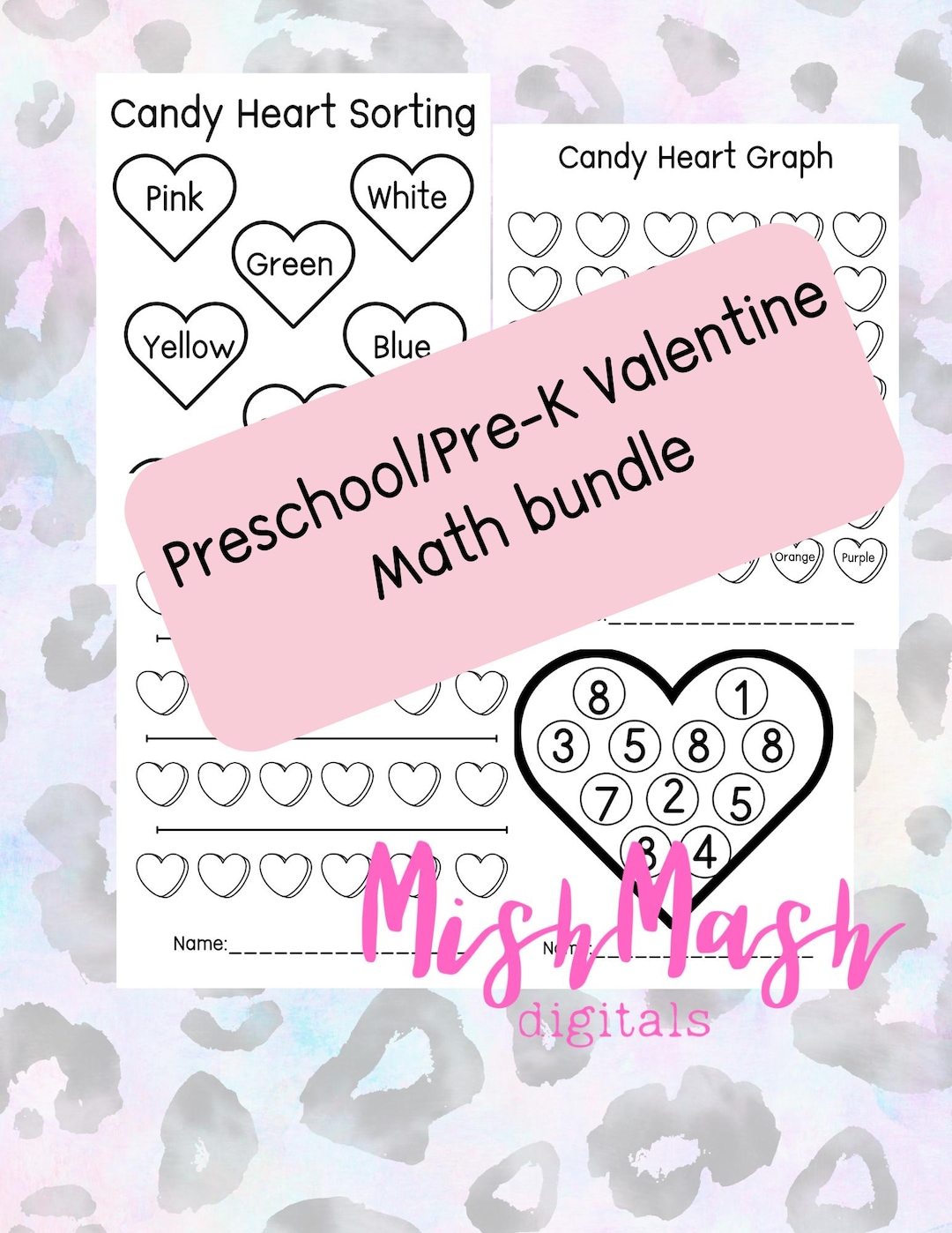 Preschool/pre-k Valentine Math Printables BUNDLE - Etsy