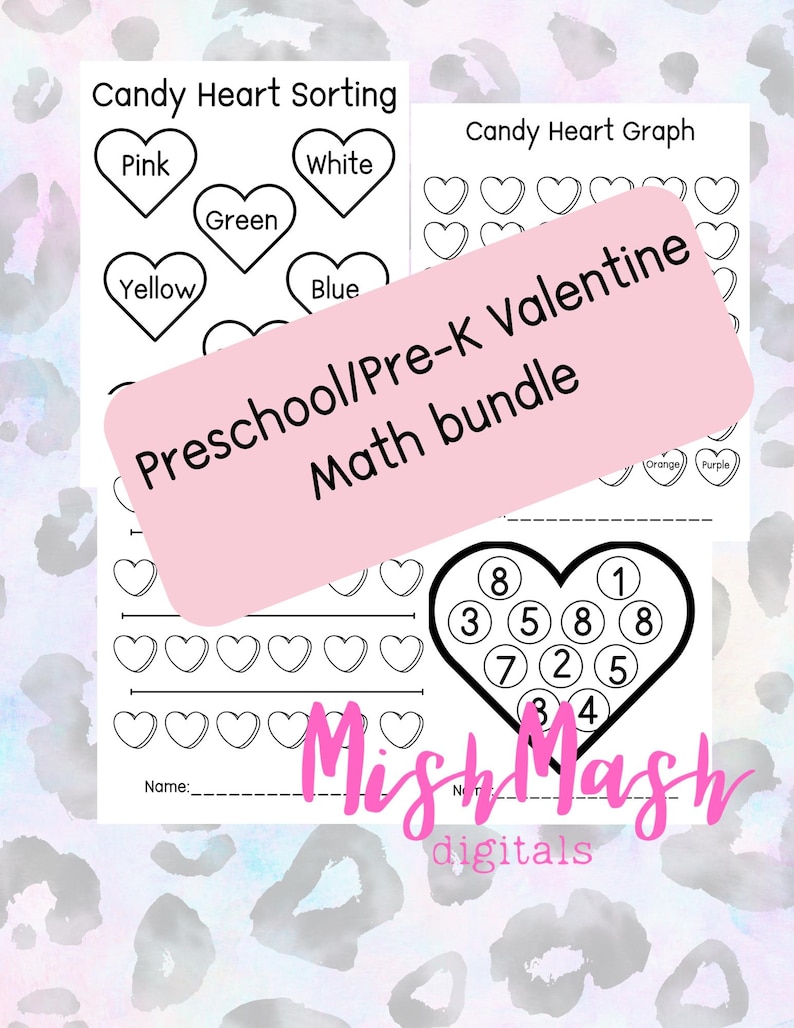 Preschool/pre-k Valentine Math Printables BUNDLE - Etsy