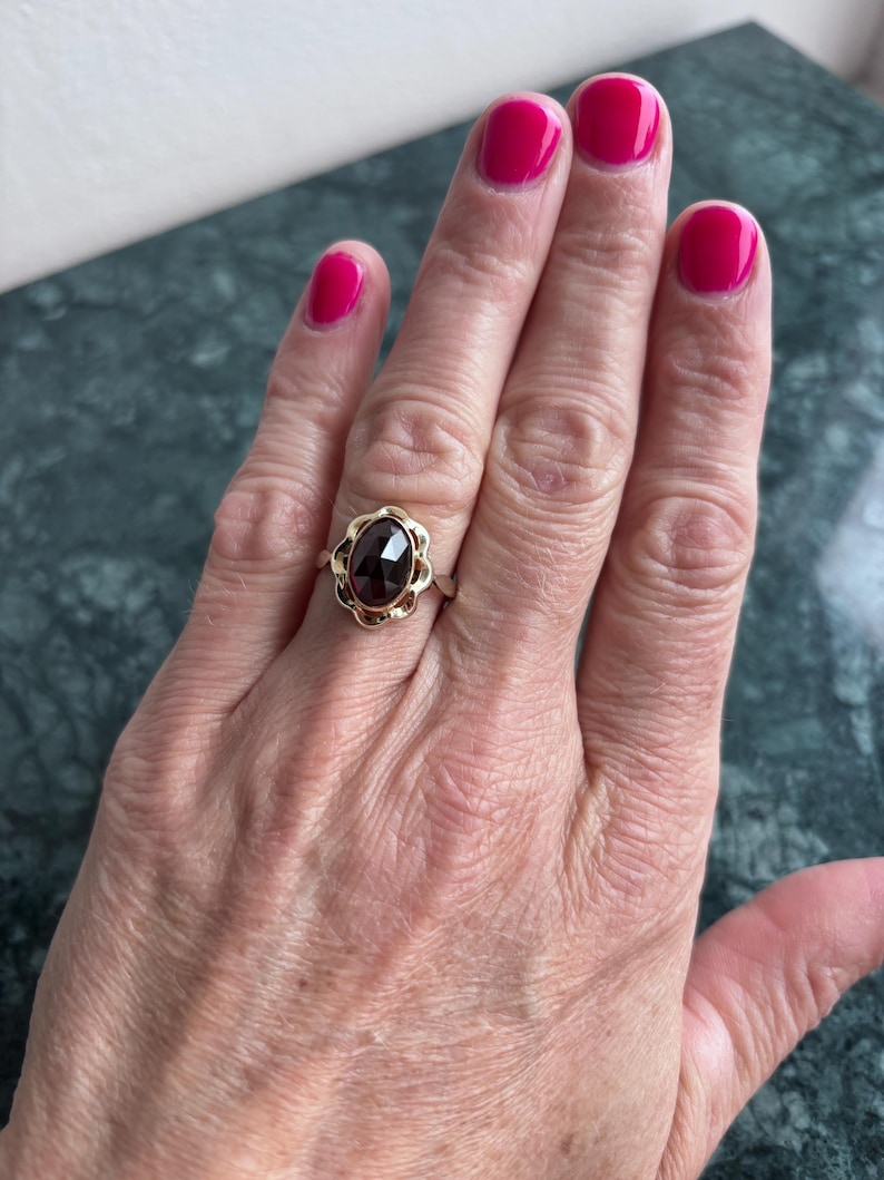 Ring Garnet 14k | Gold Ring Garnet | Vintage Garnet Ring | Vintage ...