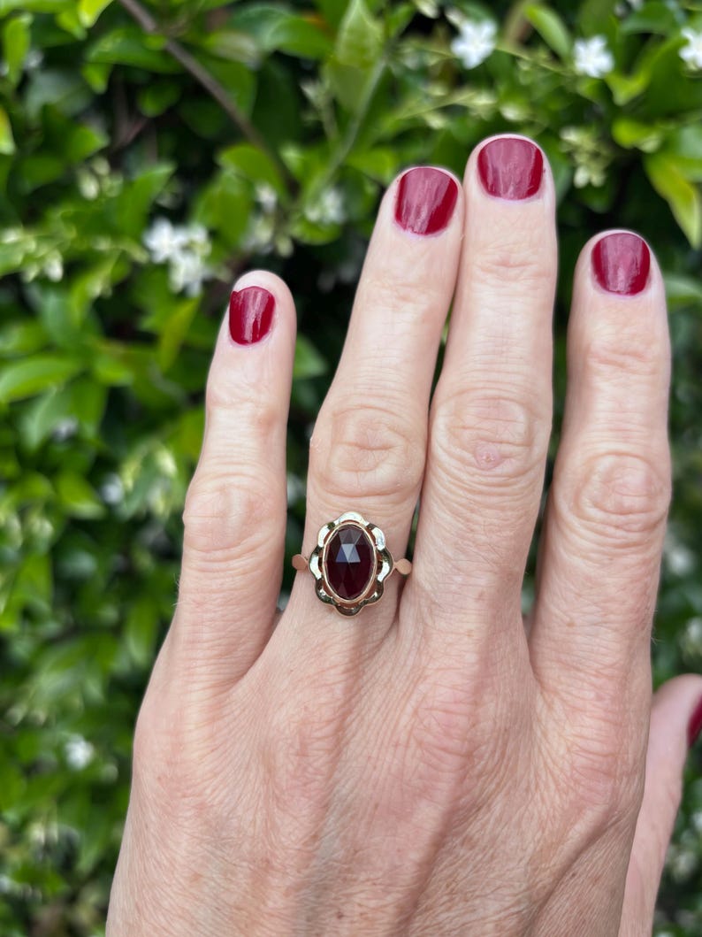 Ring Garnet 14k | Gold Ring Garnet | Vintage Garnet Ring | Vintage ...
