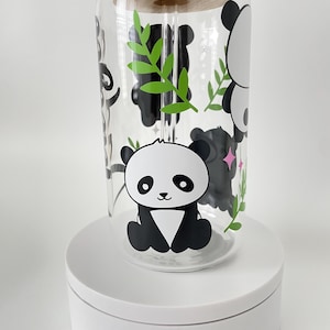 Panda Glass Cup With Bamboo Lid & Straw - Personalized 16 Oz - Etsy