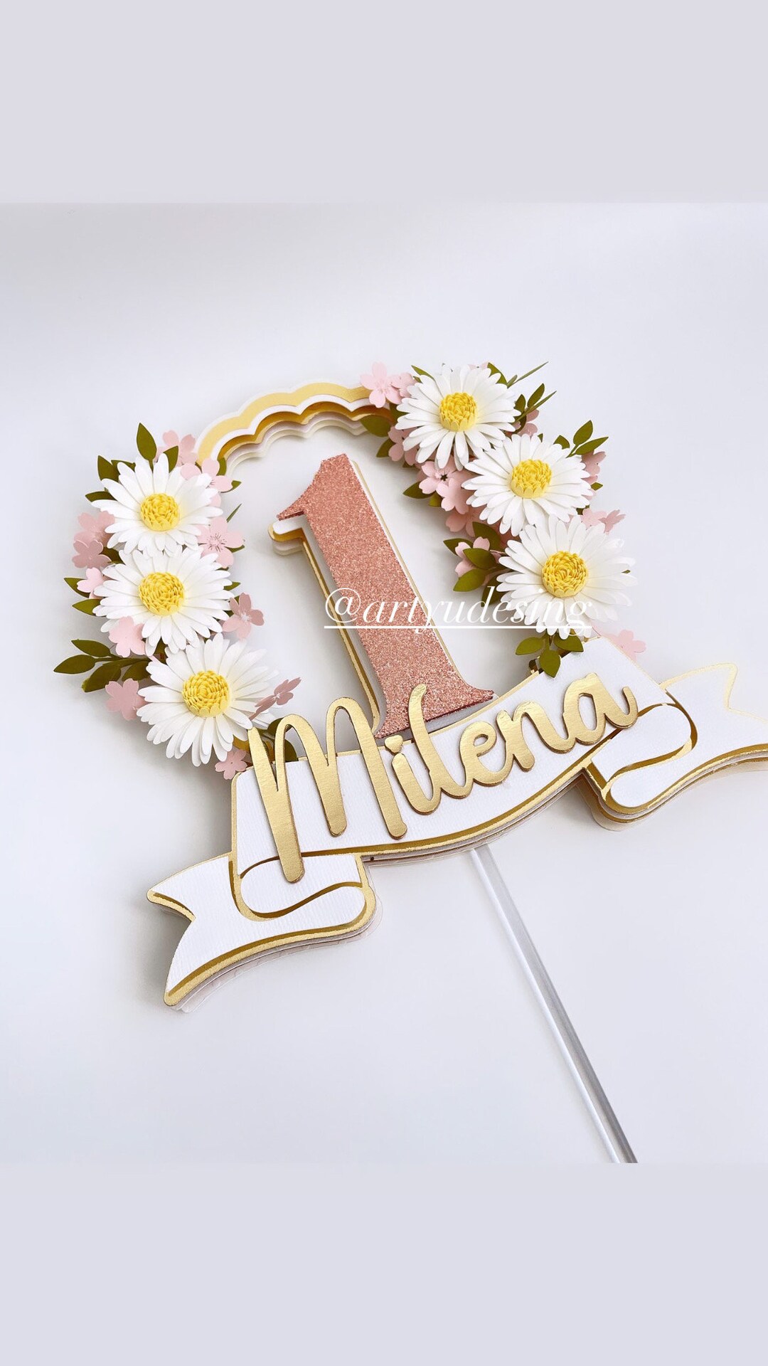Daisy Cake Topper, Birthday One, Number One Cake Topper, 1st., Birthday ...
