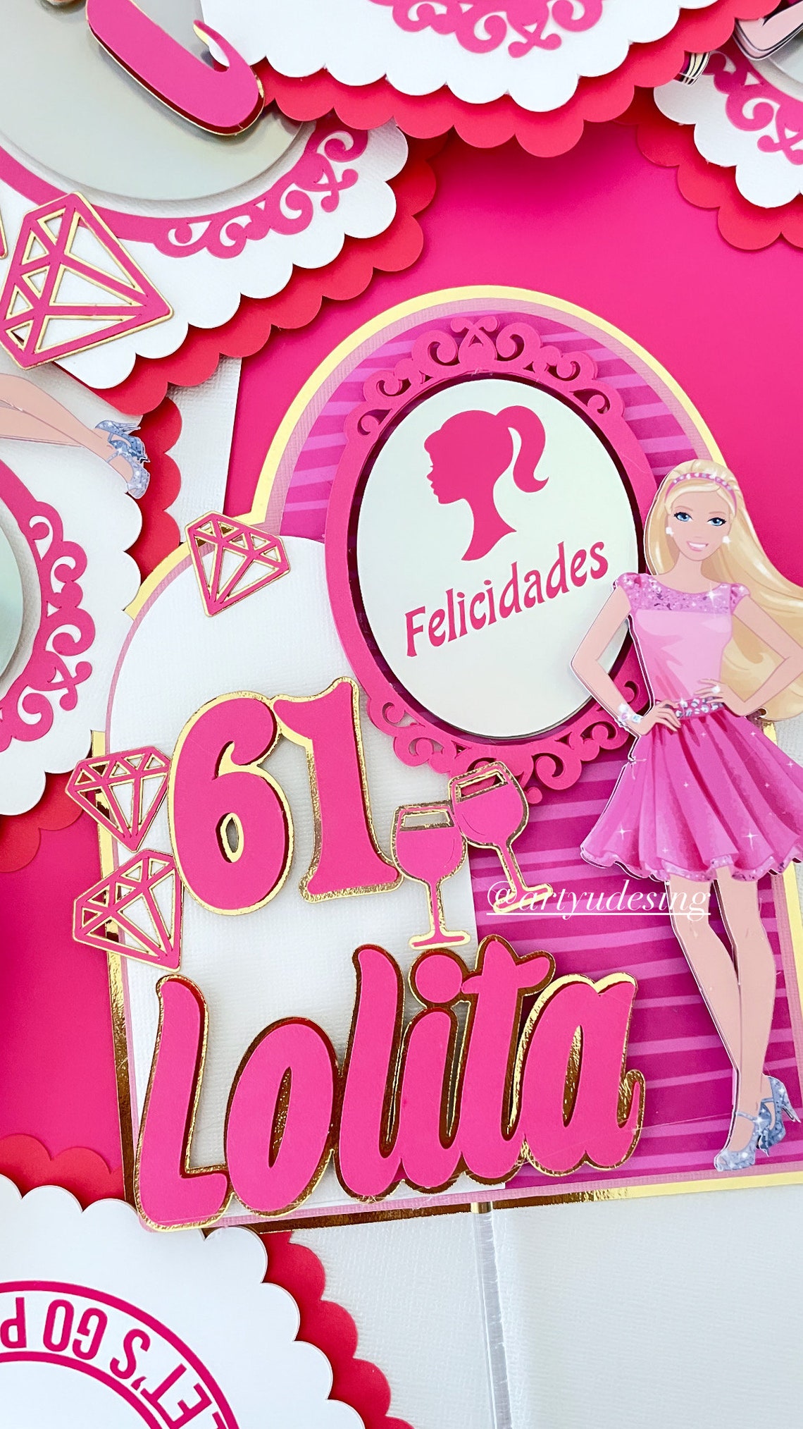 Barbie Cake Topper, Barbie Party Decorations, Pink Cake Topper, Pink ...