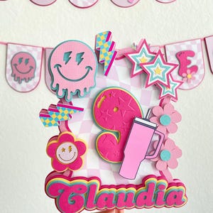 Custom Preppy Cake Topper: Groovy Smile Face Party Decor - Etsy