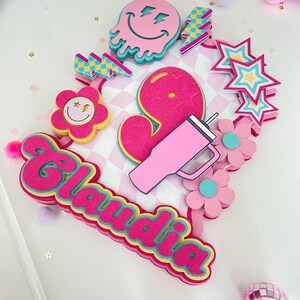 Custom Preppy Cake Topper: Groovy Smile Face Party Decor - Etsy