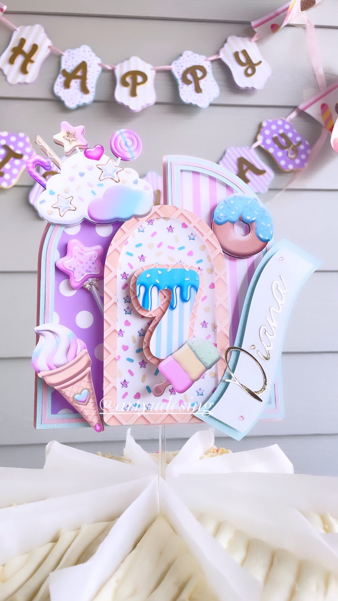 Candy Land Cake Topper: Ice Cream & Donut Party Decorations. - Etsy