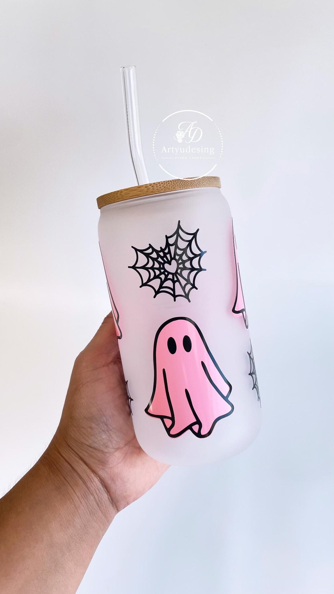 Spooky Season Glass Cup, Halloween Beer Can Glass, Pink Ghosts' Beer ...