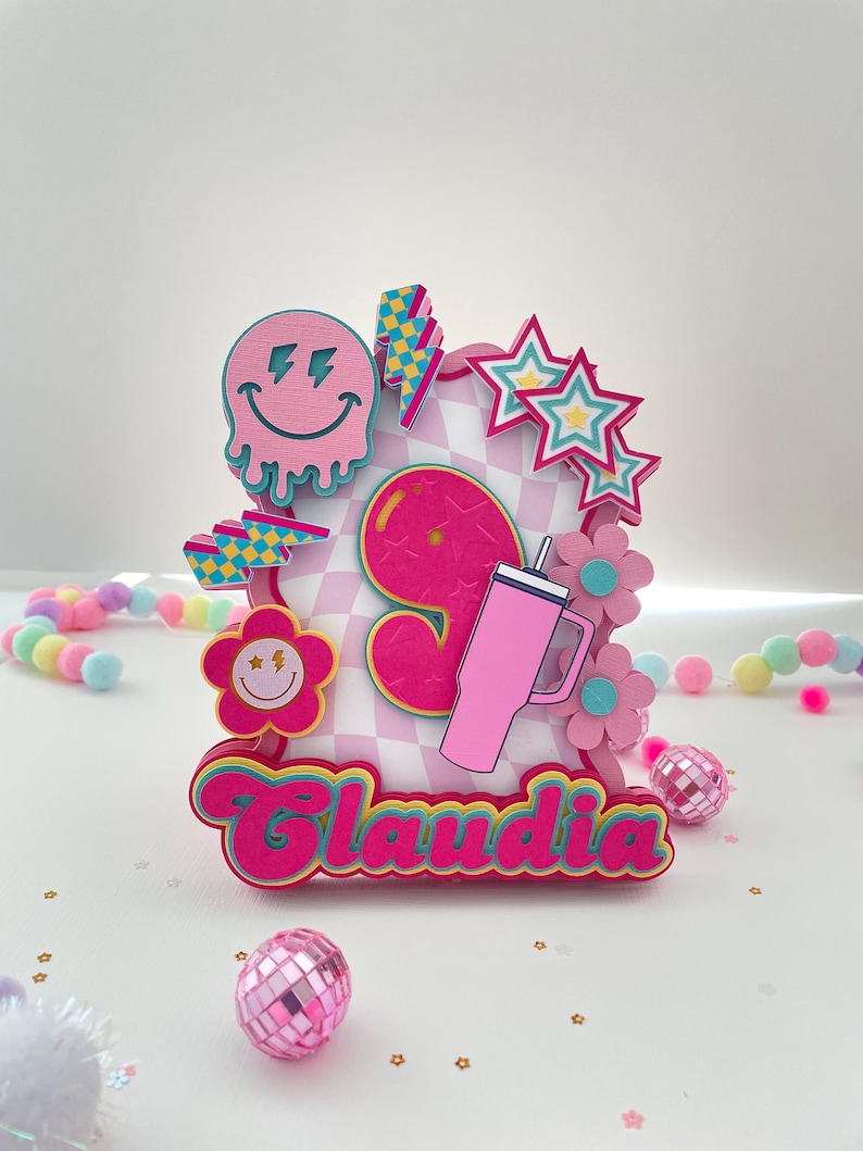 Custom Preppy Cake Topper: Groovy Smile Face Party Decor - Etsy