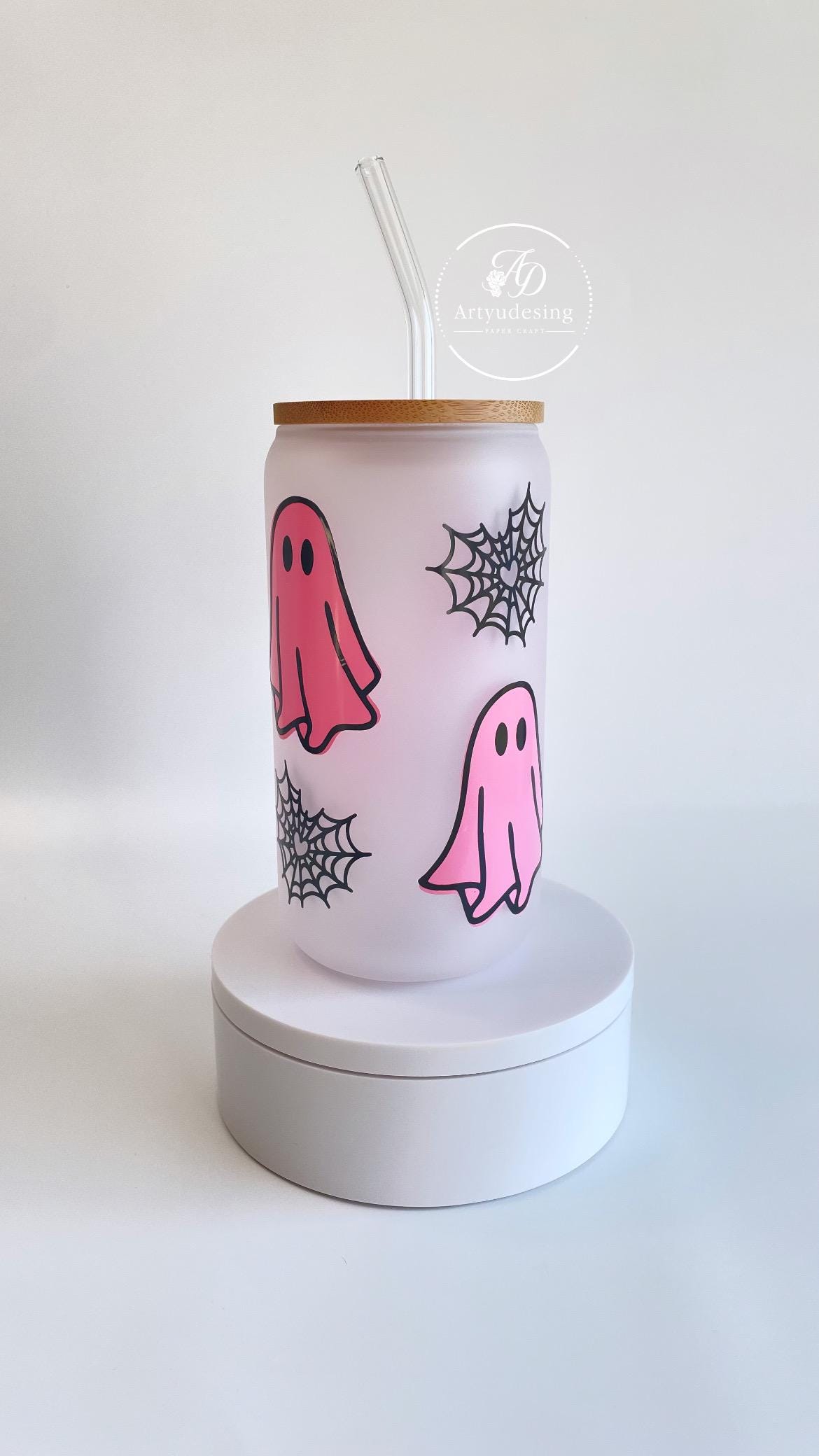 Spooky Season Glass Cup, Halloween Beer Can Glass, Pink Ghosts' Beer ...