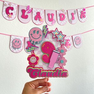 Custom Preppy Cake Topper: Groovy Smile Face Party Decor - Etsy