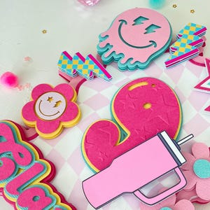 Custom Preppy Cake Topper: Groovy Smile Face Party Decor - Etsy