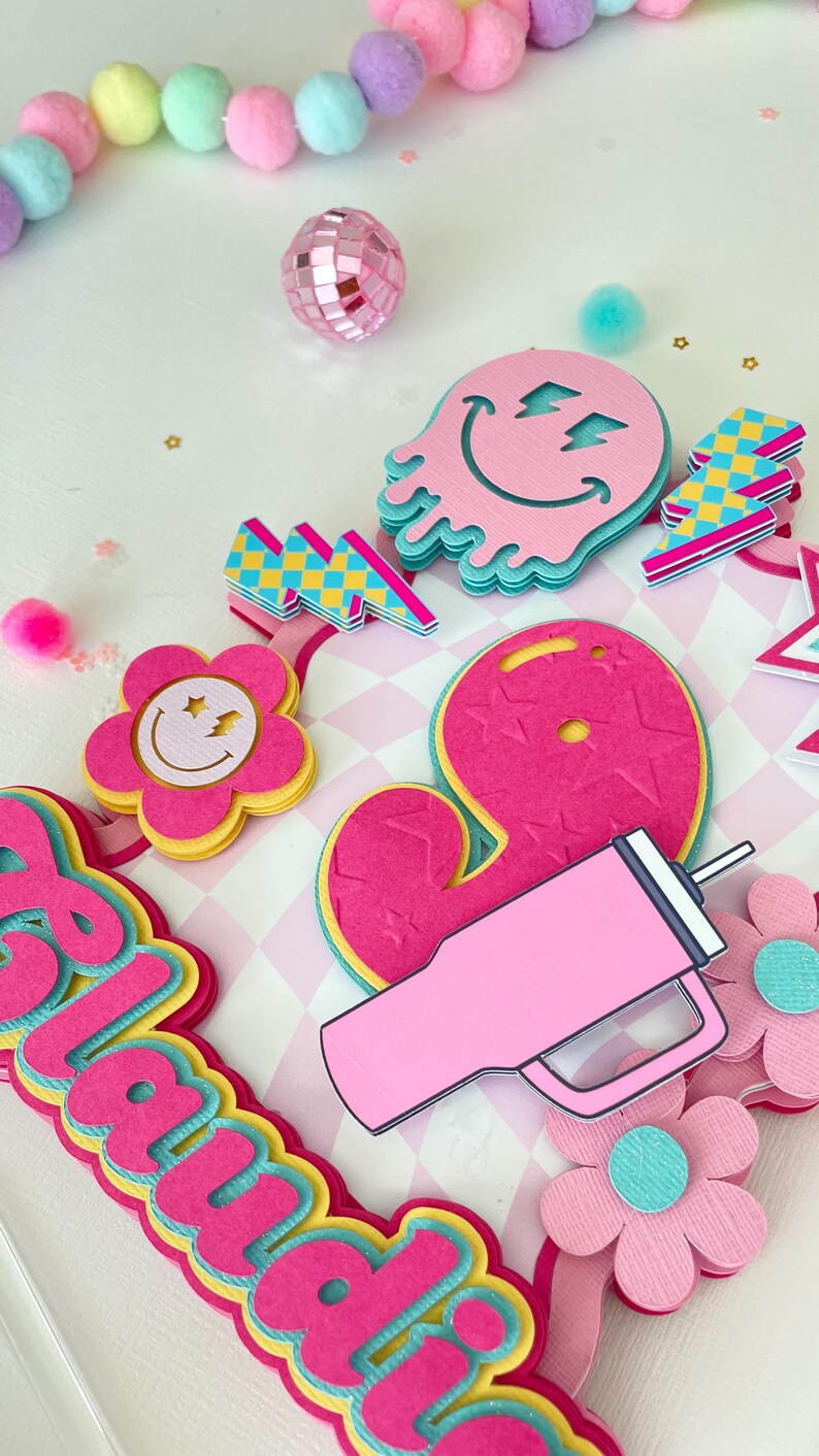 Custom Preppy Cake Topper: Groovy Smile Face Party Decor - Etsy