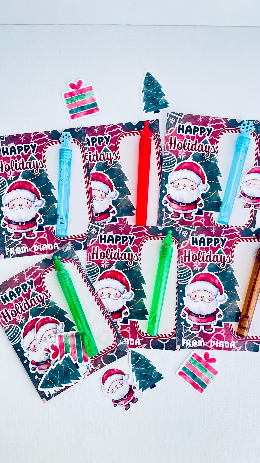 Christmas Card and Bubble Wand Set, Holiday Party Favor. - Etsy