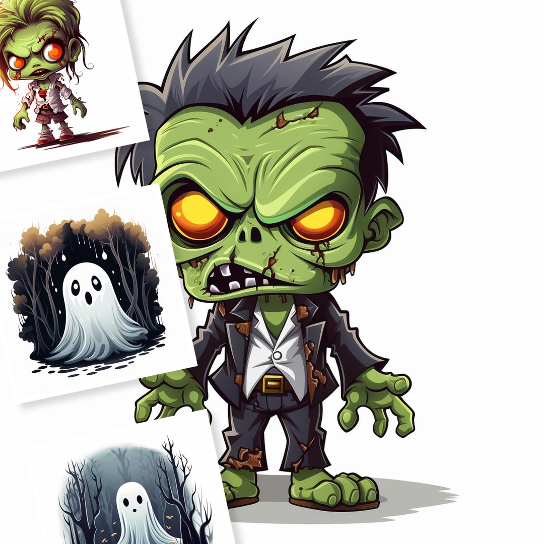 Spooky, Playful Halloween Clipart Bundle, Zombies, Ghosts and Haunted ...