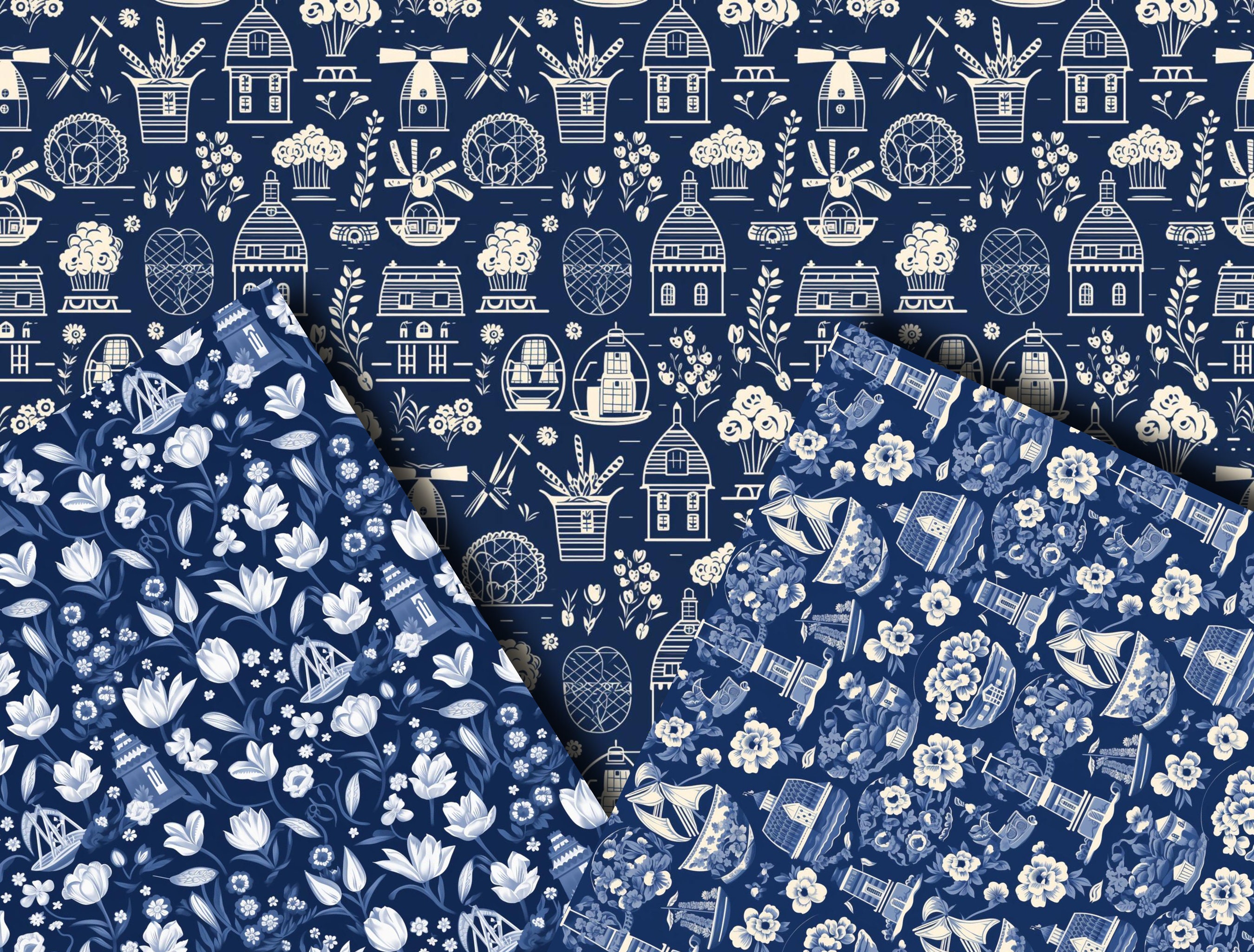 Delft Blue Digital Paper Bundle Dutch Style Seamless - Etsy