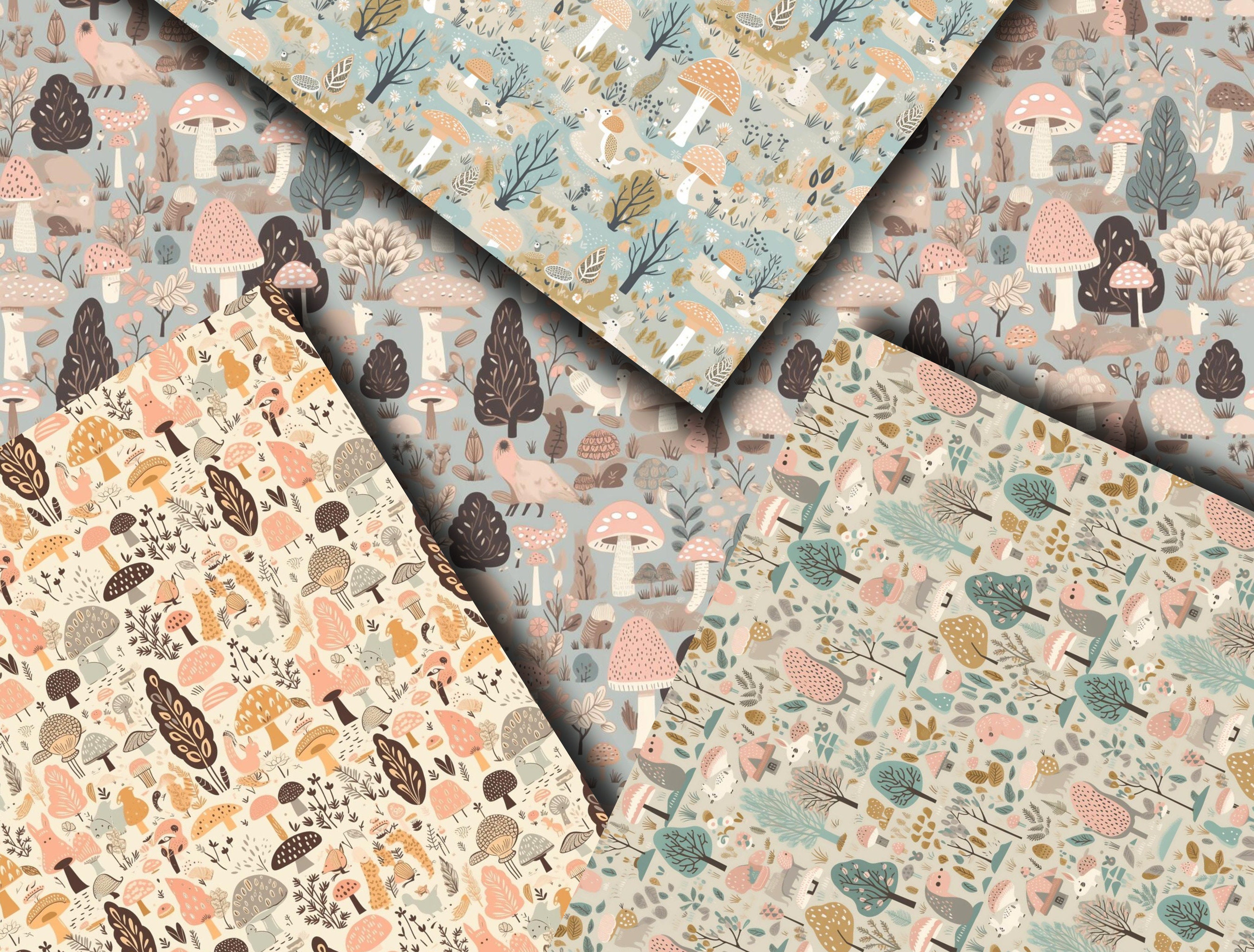 Fairy Tale Forest Digital Paper: Whimsical Seamless Patterns for ...