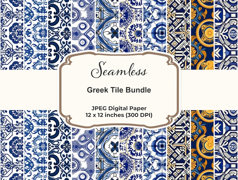Greek Tile Digital Paper Bundle Seamless Patterns for Commercial Use - Etsy