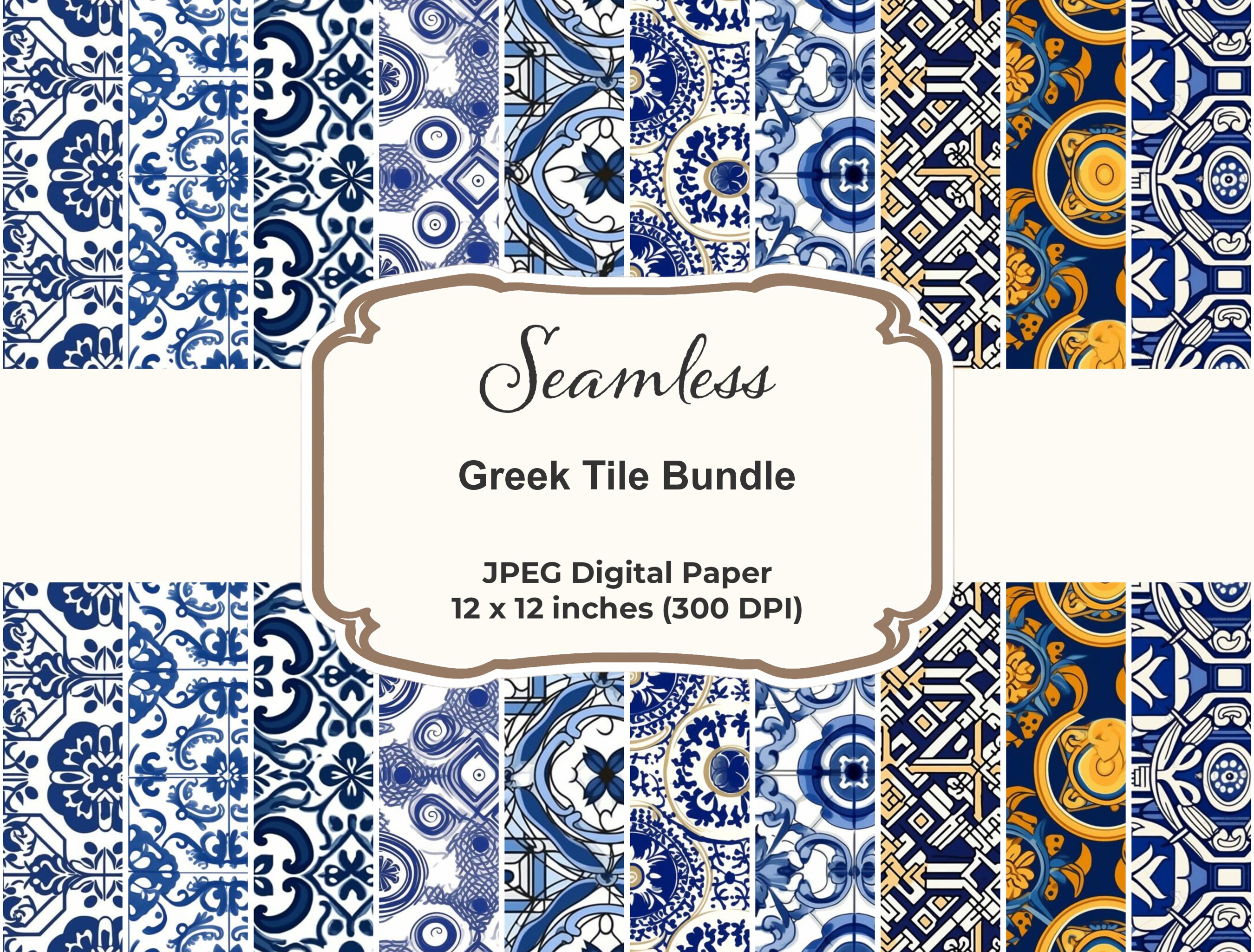 Greek Tile Digital Paper Bundle Seamless Patterns for Commercial Use - Etsy