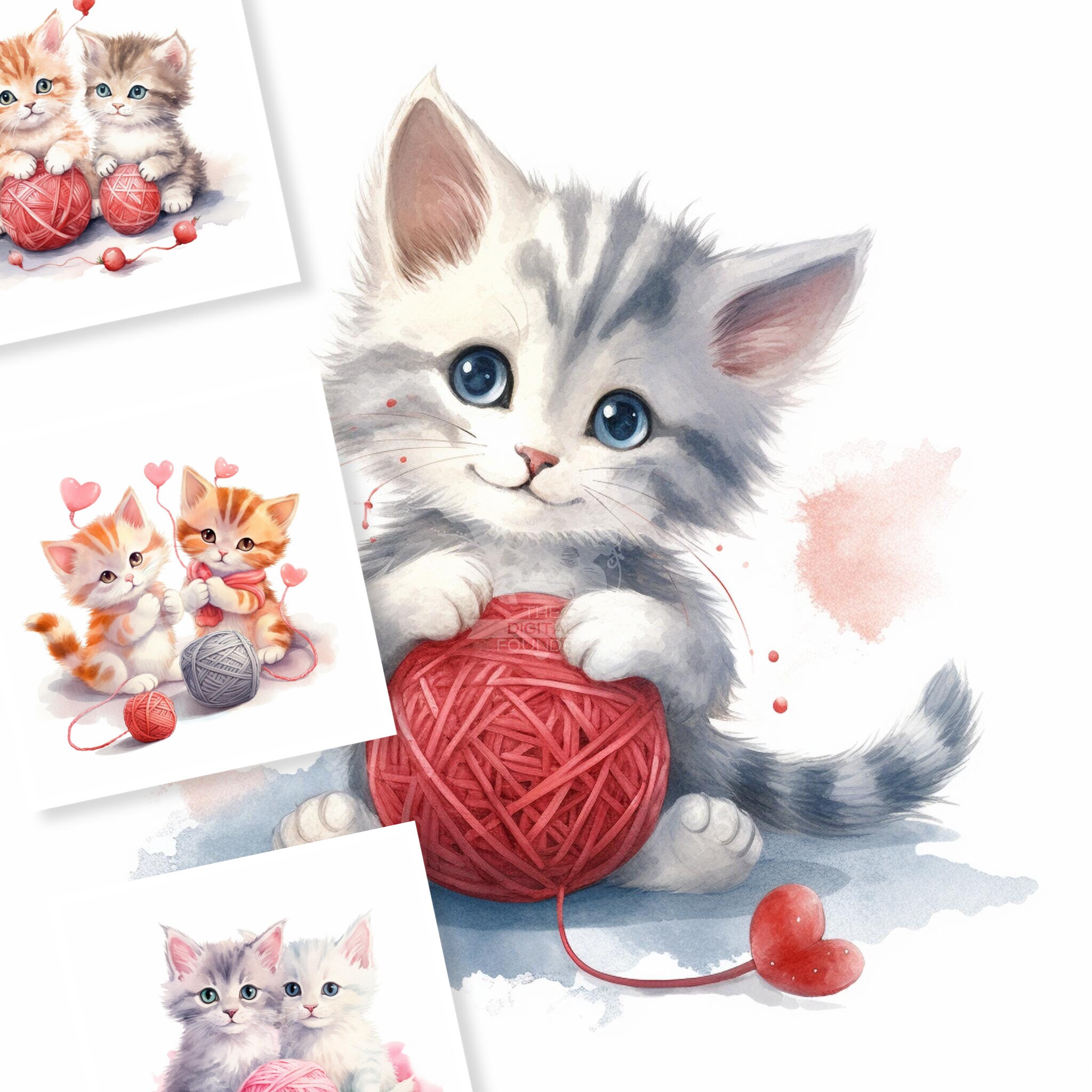 Cute Kittens Clipart Bundle Watercolor Images for Digital - Etsy
