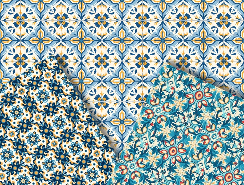 Traditional Greek Tile Patterns - 16 Pattern Digital Paper Bundle ...