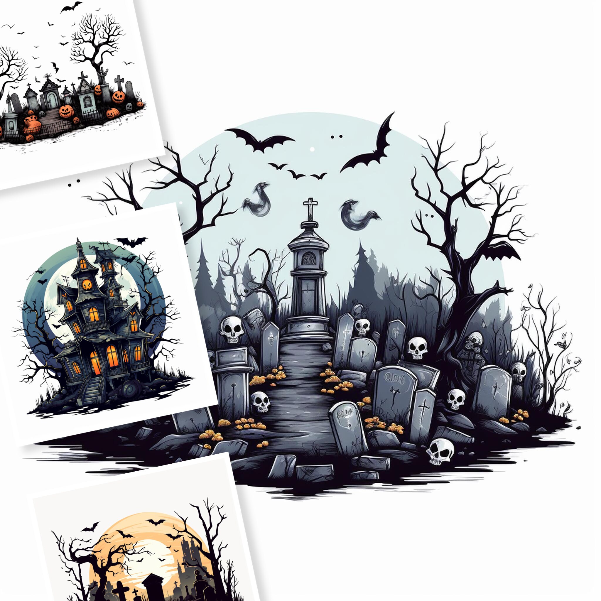 Spooky Playful Halloween Clipart Bundle Zombies Ghosts and - Etsy