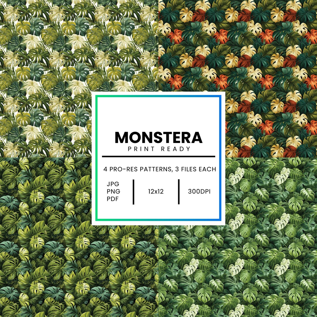 Majestic Monstera Mosaic - 12x12 Digital Patterns for Decor & Crafts ...