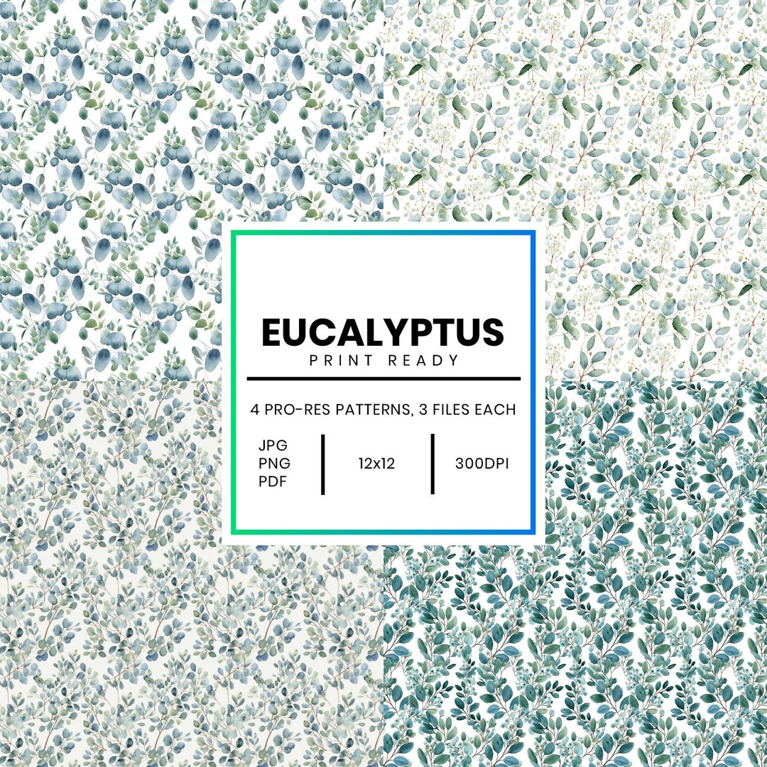 Eucalyptus Pattern Bundle - 12x12 Digital Designs for Crafts ...