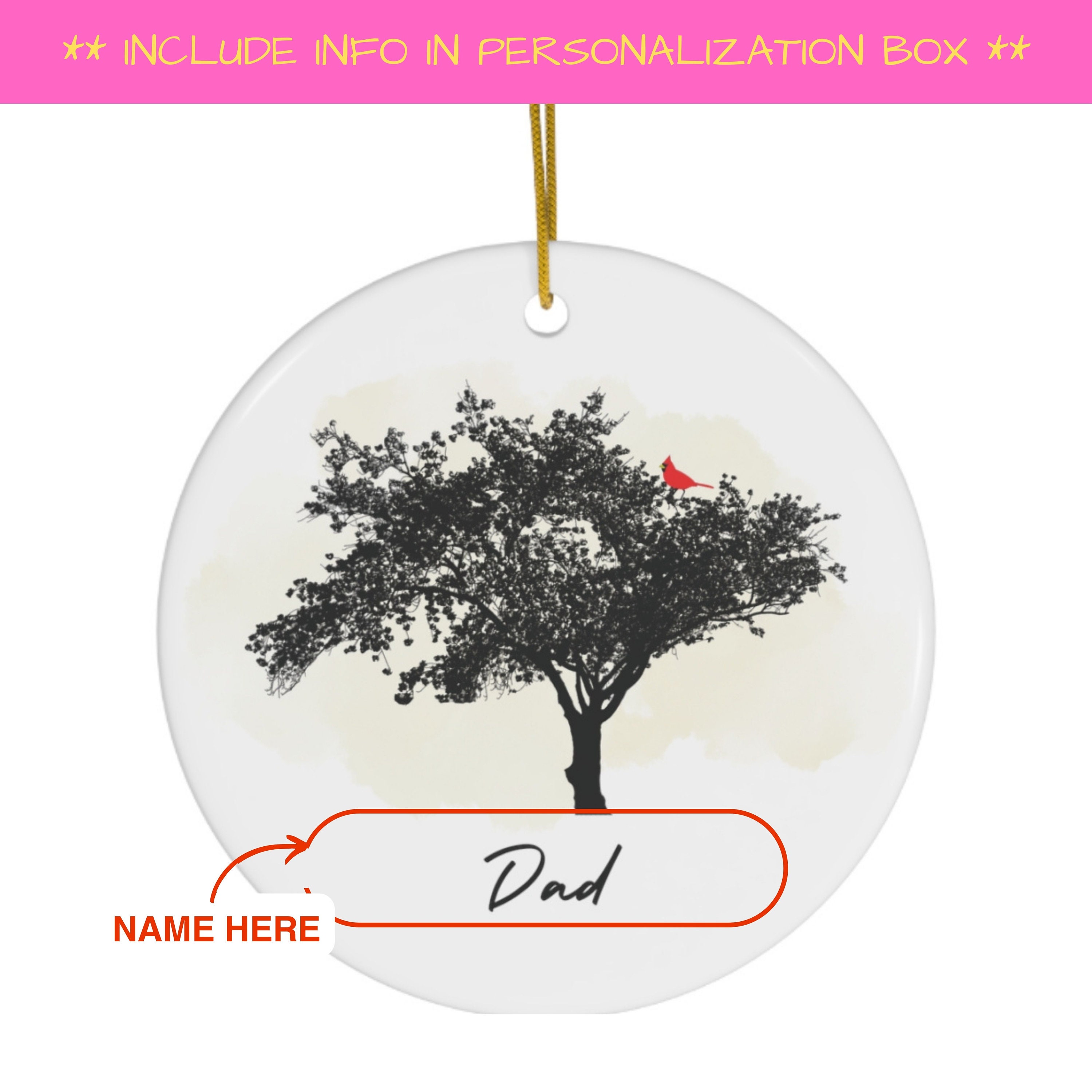 Personalized in Loving Memory Ornament, Cardinal Remembrance Memorial ...