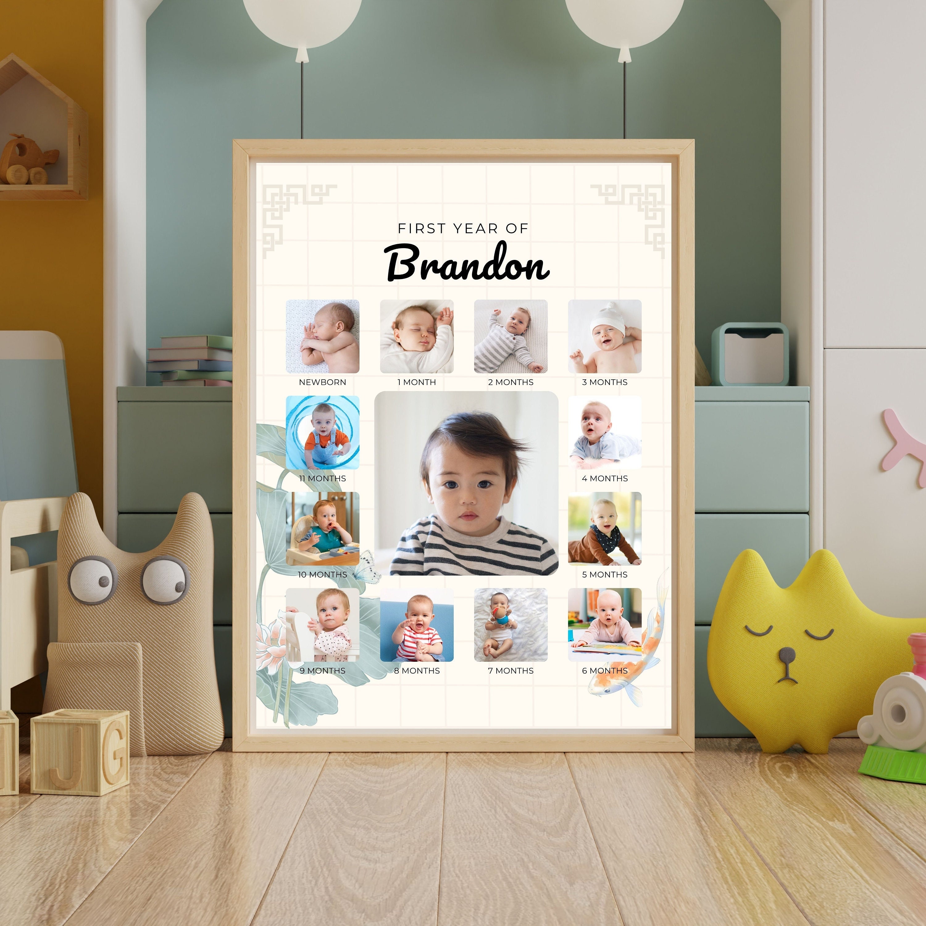 Personalized Dol 1st Birthday Photo Poster, Korean Babys One Year Photo ...