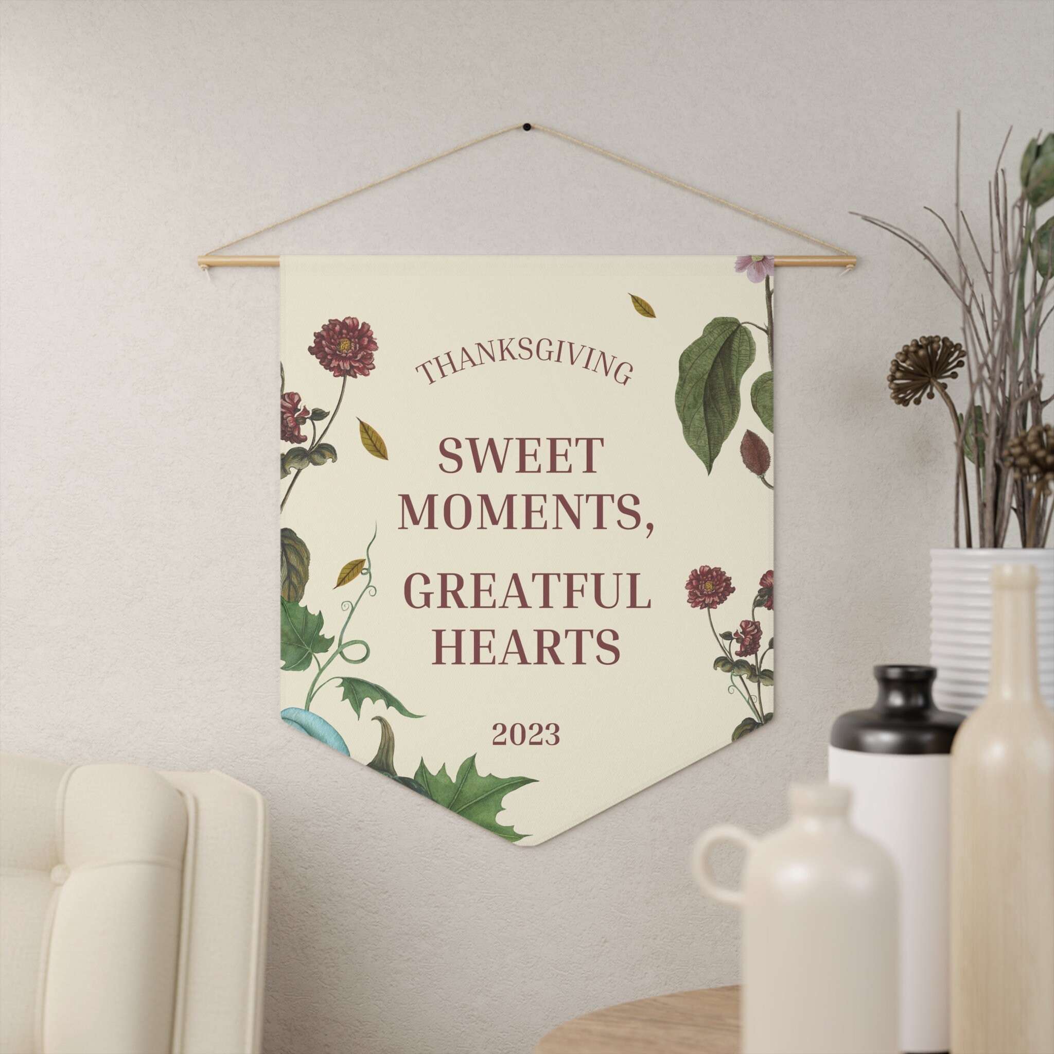 Thanksgiving Family Hanging Pennant, Fall Modern Farmhouse Wall Decor ...