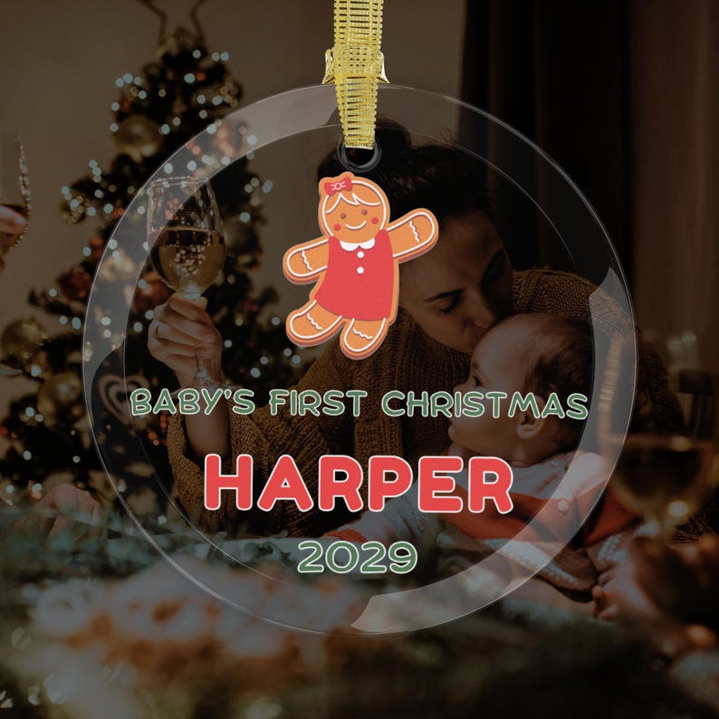 Baby First Christmas Ornament, Custom Acrylic Glass Keepsake, Baby's ...